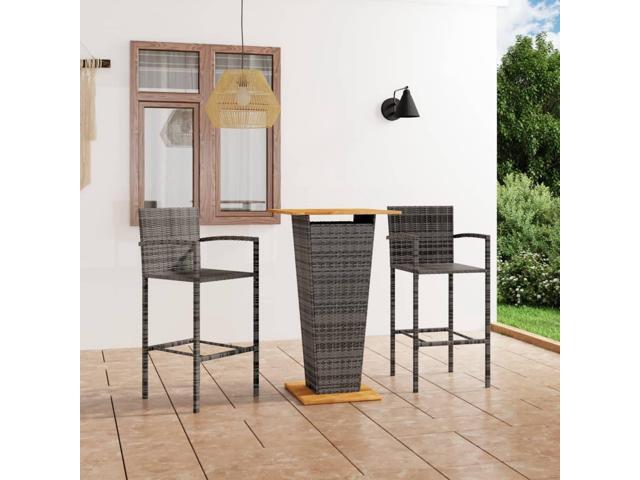 Click here for vidaXL Garden Bar Set Grey PE Rattan Medium Footre... prices