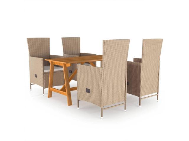 Click here for vidaXL Dining Set Beige  Cream White Solid Acacia... prices