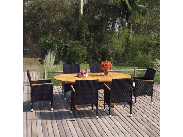 Click here for vidaXL Dining Set Black Solid acacia wood  PE ratt... prices