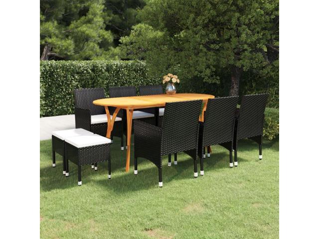 Click here for vidaXL Dining Set Black Solid Acacia wood 9 Piece... prices
