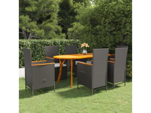 Click here for vidaXL Patio Dining Set 7 Piece Black Outdoor Gard... prices