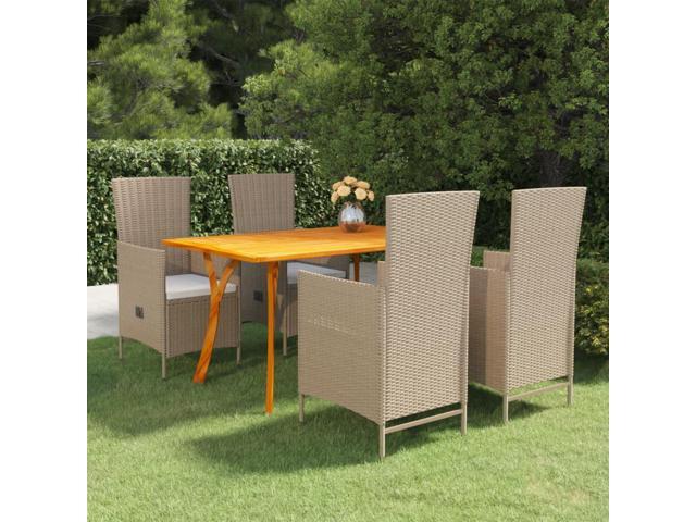 Click here for vidaXL Dining Set Beige Solid Acacia wood  PE ratt... prices
