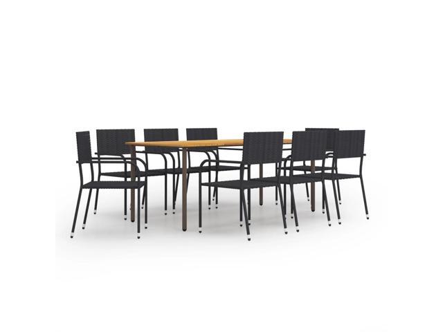 Click here for vidaXL Dining Set Black Solid acacia wood Large St... prices