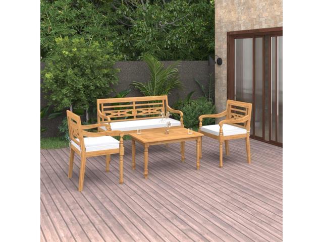 Click here for vidaXL Patio Dining Set Set of 4 Natural wood Soli... prices