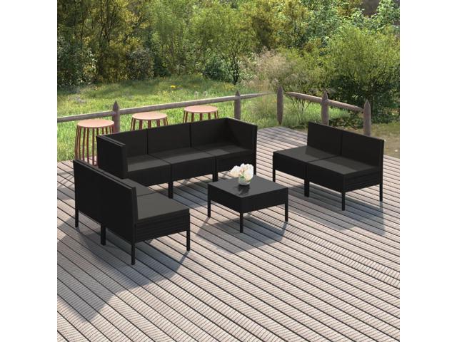 Click here for vidaXL Garden Lounge Set Black PE rattan  powder-c... prices
