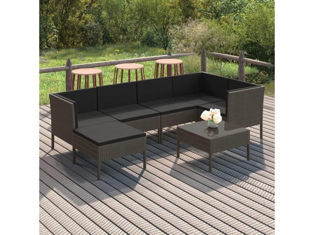 Click here for vidaXL Garden Lounge Set Grey PE rattan  powder-co... prices