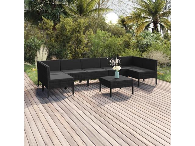 Click here for vidaXL Garden Lounge Set Black PE rattan  powder-c... prices