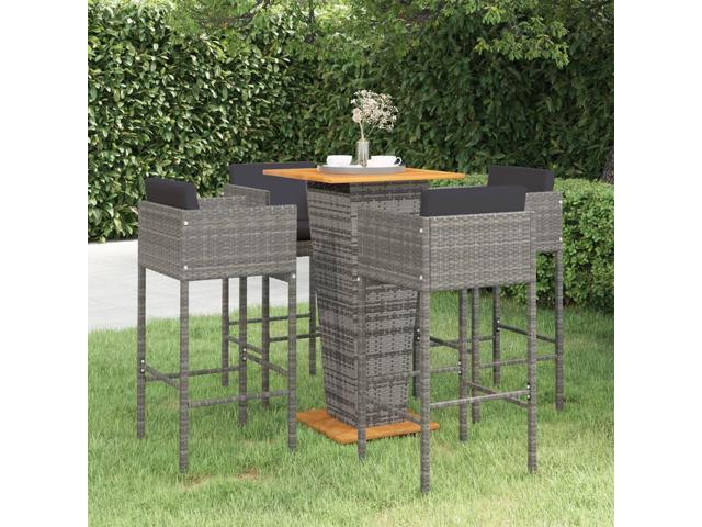 Click here for vidaXL Garden Bar Set Grey PE rattan Small Lightwe... prices
