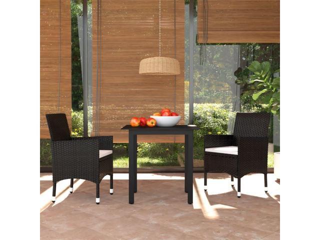 Click here for vidaXL Dining Set Black PE Rattan  Steel  Fabric... prices