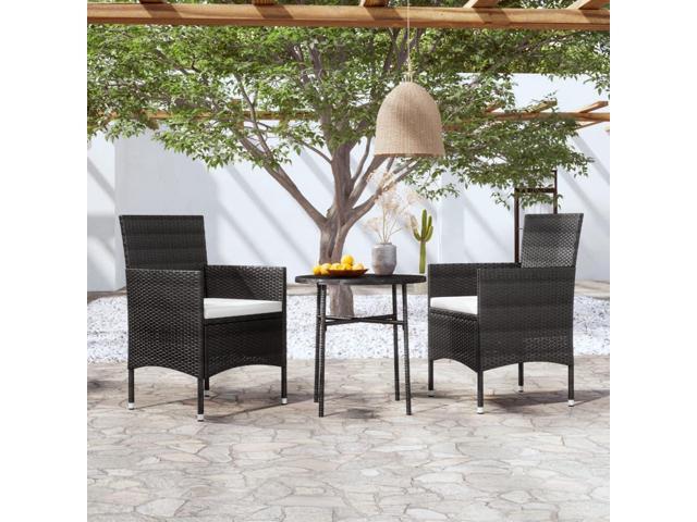 Click here for vidaXL Garden Dining Set Black PE rattan Compact R... prices