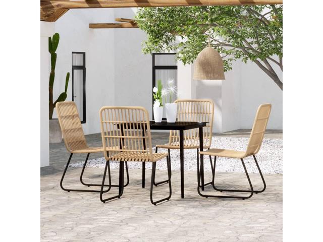 Click here for vidaXL Dining Set Oak and Black PE Rattan and Powd... prices