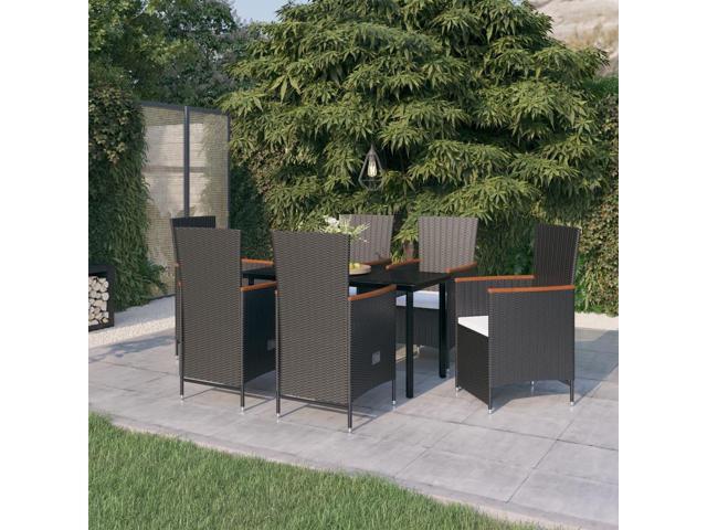 Click here for vidaXL Garden Dining Set Black PE rattan Large Adj... prices