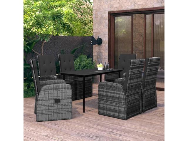Click here for vidaXL Garden Dining Set Grey PE rattan  powder-co... prices