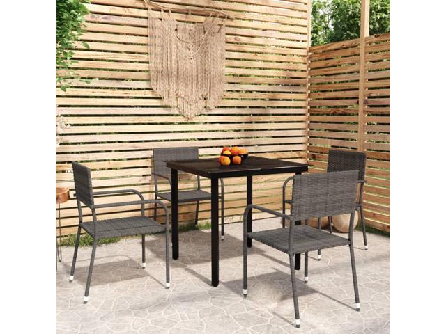 Click here for vidaXL Garden Dining Set Grey PE Rattan  Steel  Gl... prices