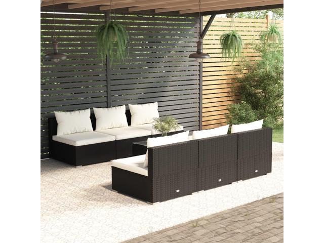Click here for vidaXL Garden Lounge Set Black PE rattan  powder-c... prices