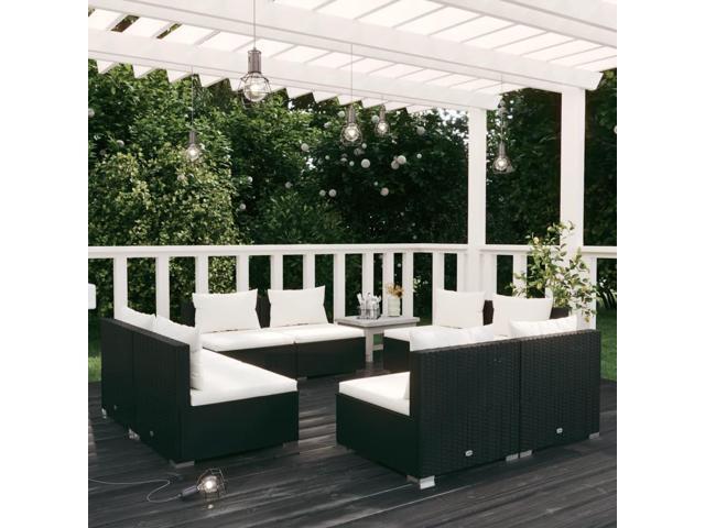 Click here for vidaXL Garden Lounge Set Black with Cream Cushions... prices