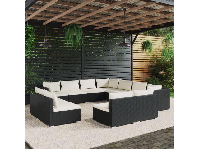 Click here for vidaXL Garden Lounge Set Black PE Rattan  Powder-C... prices