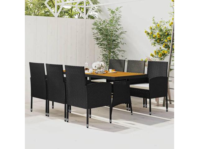 Click here for vidaXL Outdoor Dining Set Black PE rattan  steel... prices