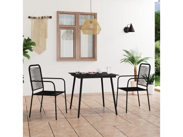 Click here for vidaXL Dining Set Black Cotton rope  powder-coated... prices