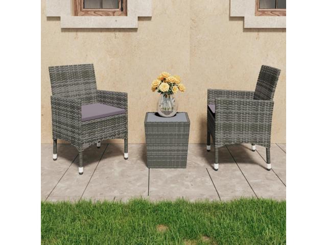 Click here for vidaXL Bistro Set Grey Poly rattan  steel  tempere... prices
