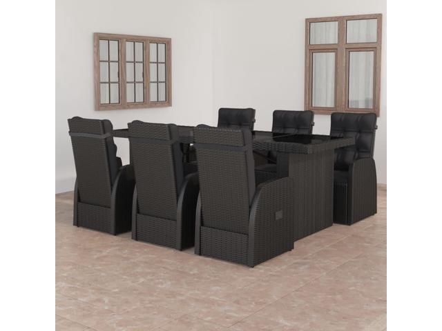 Click here for vidaXL Outdoor Dining Set Black PE Rattan  Powder-... prices