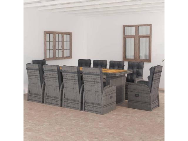 Click here for vidaXL Outdoor Dining Set Grey PE Rattan Large Adj... prices