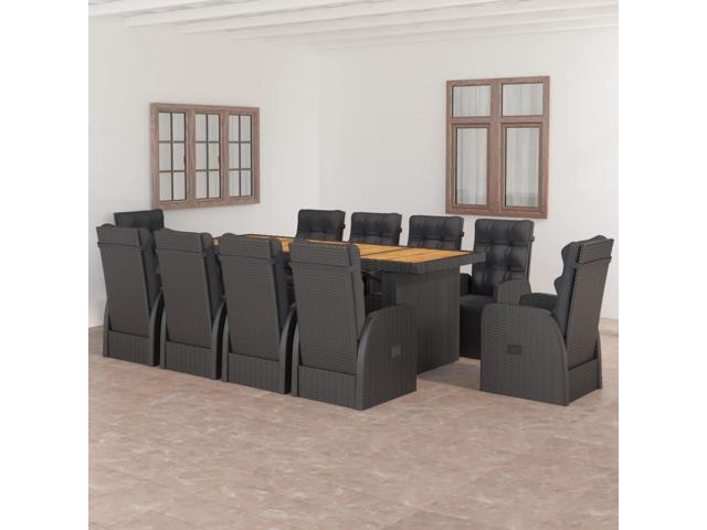 Click here for vidaXL Outdoor Dining Set Poly rattan: Black  Acac... prices