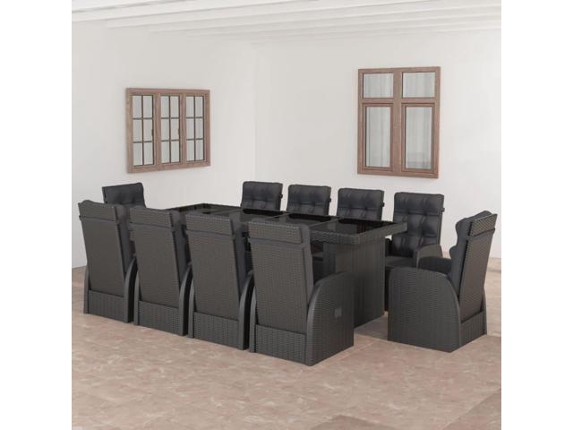 Click here for vidaXL Outdoor Dining Set Black PE rattan  powder-... prices