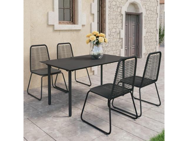 Click here for vidaXL Dining Set Black PVC Rattan  Powder-Coated... prices