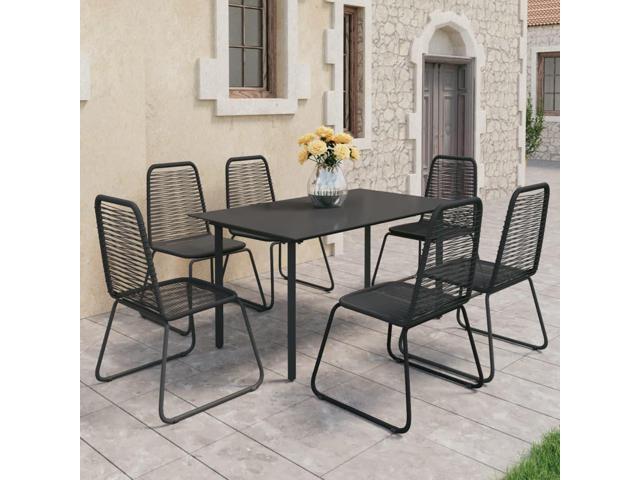 Click here for vidaXL Patio Dining Set 7 Pieces PVC Rattan Black... prices