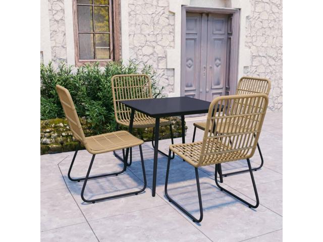 Click here for vidaXL Dining Set Oak and Black Poly rattan  powde... prices