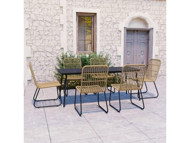 Click here for vidaXL Dining Set Oak and black Poly rattan  powde... prices