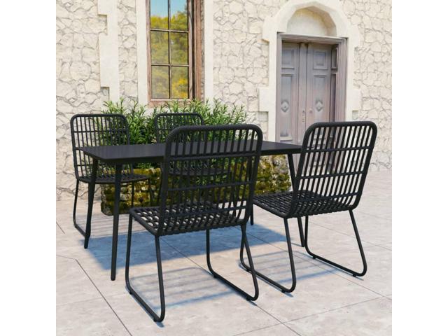 Click here for vidaXL Dining Set Black Poly rattan Large Stackabl... prices