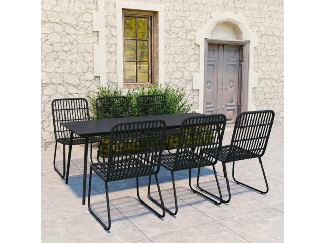 Click here for vidaXL Dining Set Black Poly rattan  powder-coated... prices