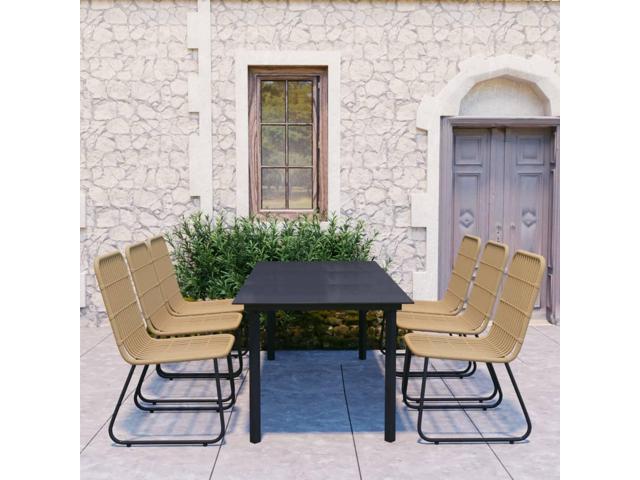 Click here for vidaXL Dining Set Oak and black Poly rattan 74.8 x... prices