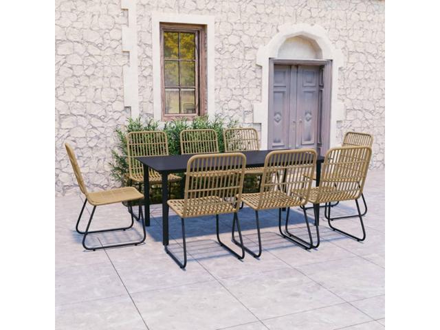 Click here for vidaXL Dining Set Oak and Black Poly Rattan  Steel... prices