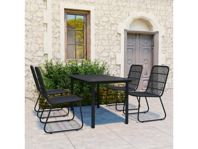 Click here for vidaXL Dining Set Black Poly rattan 5-piece Stacka... prices