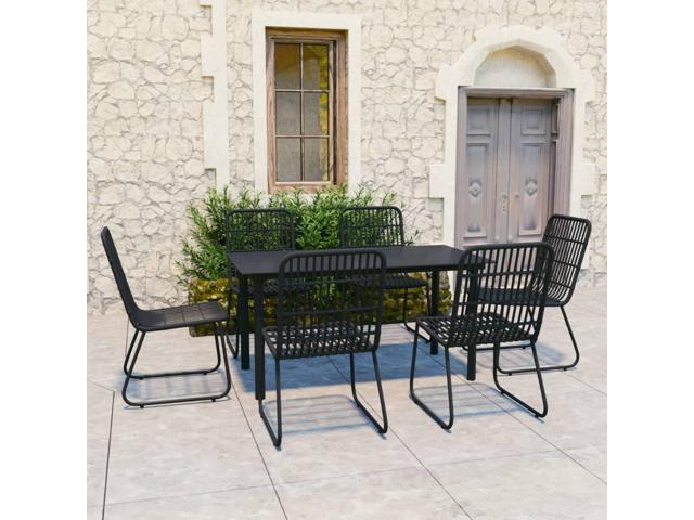 Click here for vidaXL Dining Set Black Poly rattan  powder-coated... prices