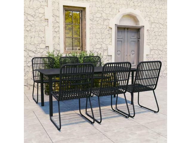 Click here for vidaXL Dining Set Black Poly rattan  powder-coated... prices
