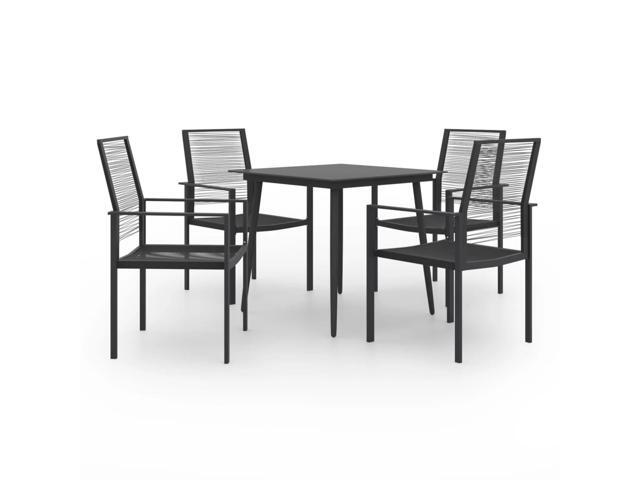 Click here for vidaXL Dining Set Black Glass  Powder-Coated Steel... prices