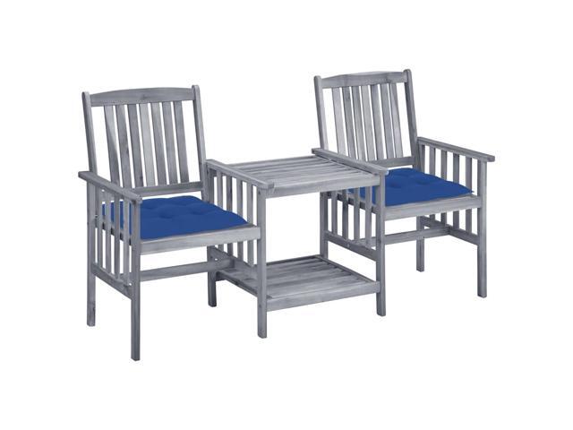 Click here for vidaXL Patio Chair With Tea Table Gray and Royal B... prices