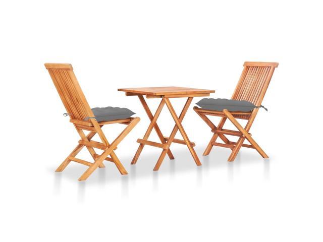 Click here for vidaXL Bistro Set Natural Brown  Grey Cushions Tea... prices