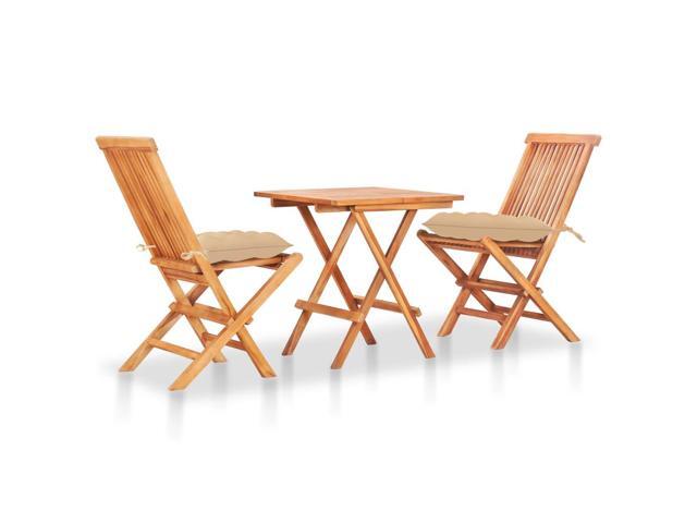 Click here for vidaXL Bistro Set Set of 3 Beige Solid Teak Wood... prices