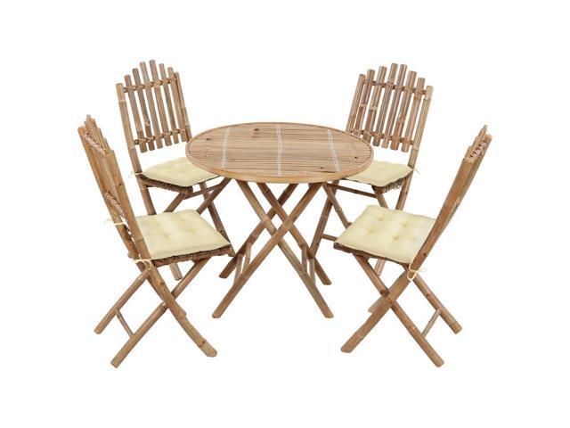 Click here for vidaXL Outdoor Dining Set Cream  Natural Bamboo Ba... prices