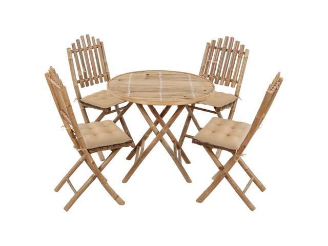 Click here for vidaXL Patio Dining Set Set of 4 Beige Bamboo and... prices