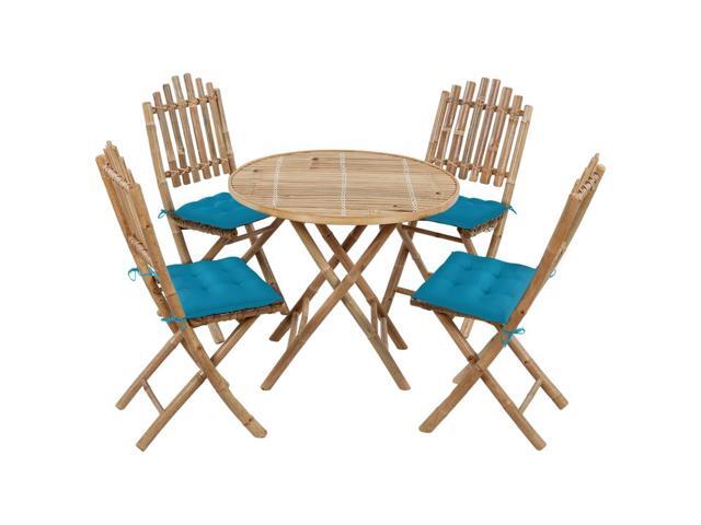 Click here for vidaXL Patio Dining Set Set of 4 Light Blue Bamboo... prices