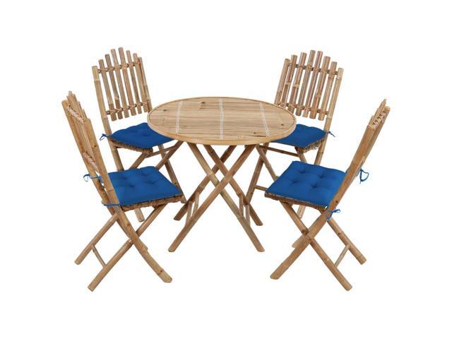 Click here for vidaXL Patio Dining Set Set of 4 Bamboo color  Blu... prices