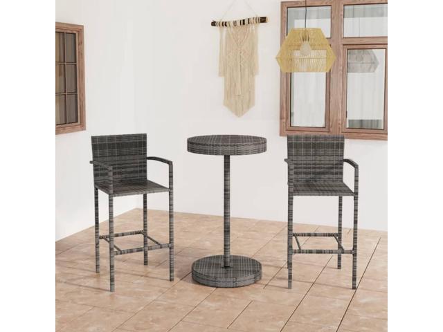 Click here for vidaXL Garden Bar Set Grey PE rattan  powder-coate... prices