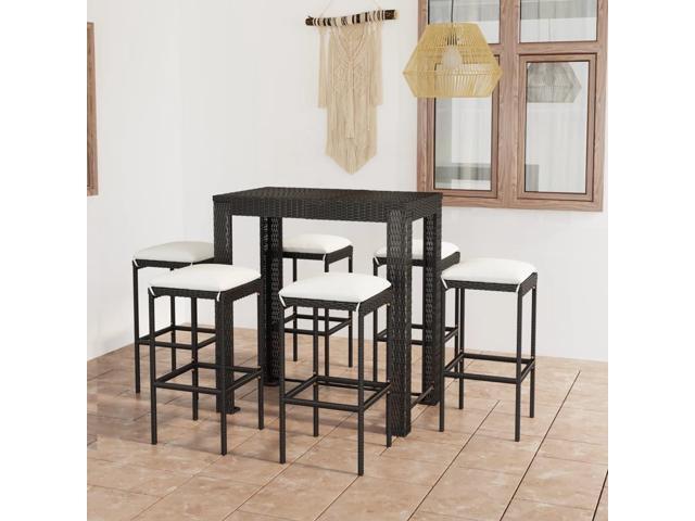 Click here for vidaXL Garden Bar Set Black PE rattan  powder-coat... prices