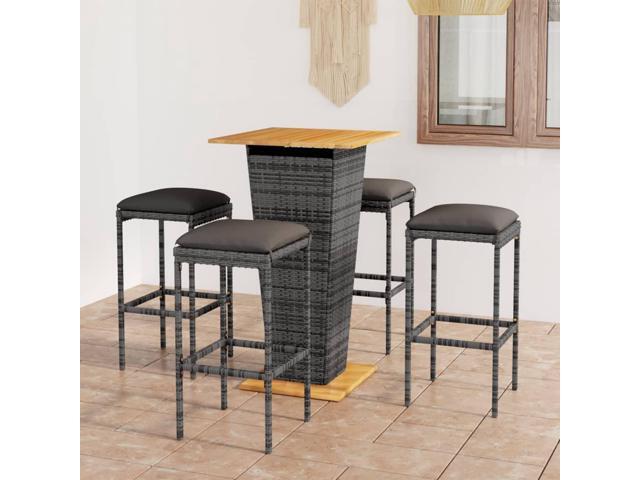 Click here for vidaXL Garden Bar Set Grey PE rattan  powder-coate... prices